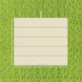 Náhradní střecha pro pergolu 3 x 3 m, zatahovací, s otvory pro odvod dešťové vody, odolná proti povětrnostním vlivům, polyester, 250 x 255 cm krémově…
