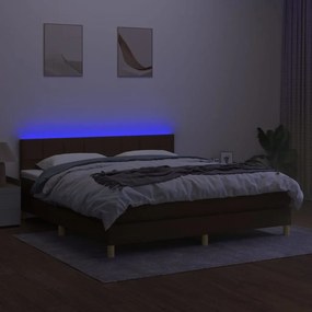 Box spring postel s matrací a LED tmavě hnědá 160x200 cm textil 3133728