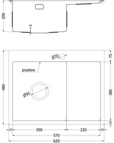 Mexen Exar, 1-komorový nerezový dřez s odkapávačem, levý, 620 x 480 mm, broušená měď, vzor voština, 6431621005L-65HC