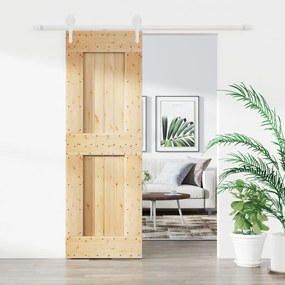 Posuvné Dveře S Kováním 70 X 210 Cm Masivní Borové Dřevo