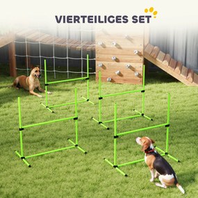 PawHut Agility set pro psy 4dílné výškově nastavitelné agility vybavení se 4 překážkami Přepravní taška 99 x 65 x 94 cm zelená