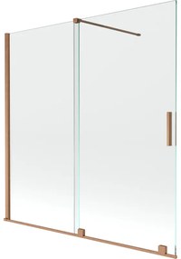Mexen Velar, 2-křídlová posuvná vanová zástěna 160 x 150 cm, 8mm čiré sklo, měděná matná, 896-160-000-01-65