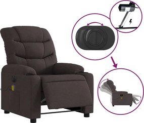 Elektrické masážní polohovací křeslo tmavě hnědé textil 3206641