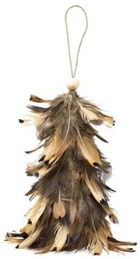 Závěsná dekorativní ozdoba stromek z bažantích peříček - 16cm