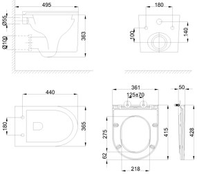 Invena Glamour, závěsná WC mísa se Swirlflush 495x365x363 mm + toaletní sedátko s pomalým zavíráním, bílá, INV-CE-92-001-L