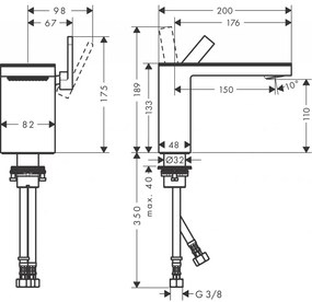 Axor MyEdition - Páková umyvadlová baterie 110 s odtokovou soupravou Push-Open, černá matná/černé sklo 47030670