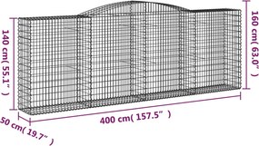 Klenuté gabionové koše 6 ks 400x50x140/160cm pozinkované železo 3147026