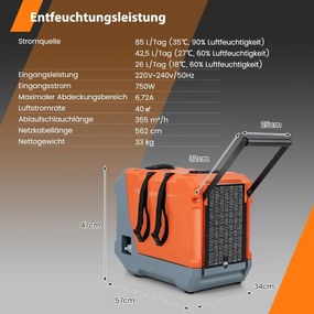 Costway Elektrický odvlhčovač s vypouštěcí hadicí 85L/T