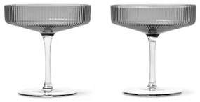 Ripple Champagne Saucers - Smoked Grey, set 2 ks Ferm Living