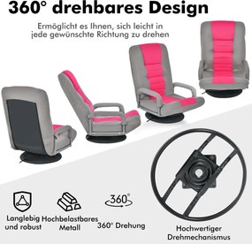 Costway 360° otočná podlahová židle s 6 směry nastavitelným opěradlem područek