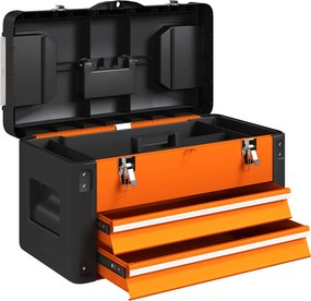 Box na nářadí prázdný, 49,7 x 25,3 x 28,9 cm Box na nářadí se zásuvkou, mini box ocelový oranžový