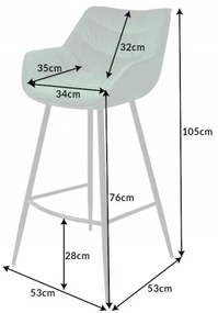 Barová židle The holandský komfort smaragdově zelený samet/ 41834