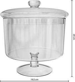 Skleněný pohár na sušenky, sklad sladkého, průměr 19 cm