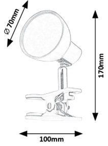 Rabalux NOAH LED lampička s klipem 5W | 360lm | 3000K - bílá