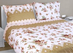 Bavlněné povlečení na dvoudeku Hnědá 90/307 - 200x220 cm, 2ks 70x90 cm (200 cm šířka x 220 cm délka prodloužená)