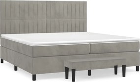 Box spring postel s matrací světle šedá 200x200 cm samet 3137983