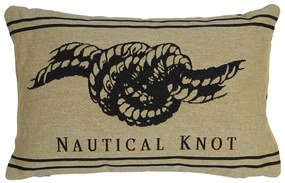 Béžovo-černý gobelínový polštář s uzlem Nautical knot - 45*15*30cm