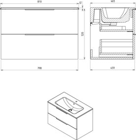 Sapho Sapho, Koupelnový set CIRASA 81, dub alabama, KSET-031