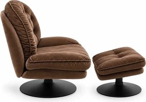 LuxuryForm DESIGN Otočné křeslo LUNA s podnožkou - hnědé