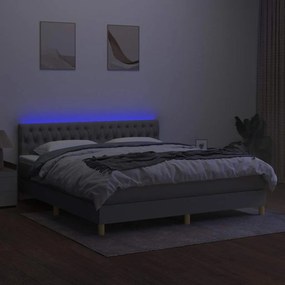 Box spring postel s matrací a LED světle šedá 160x200 cm textil 3133965