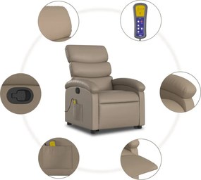 Zvedací masážní polohovací křeslo cappuccino umělá kůže 3204053