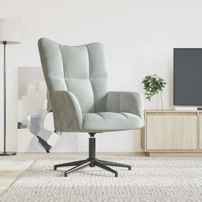Relaxační křeslo světle šedé samet 328095