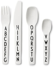 4dílná sada bílých dětských příborů Design Letters
