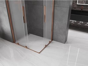 Mexen Velar Duo, sprchový kout s posuvnými dveřmi 100 x 90 cm, 8mm sklo námraza, růžové zlato, 871-100-090-32-60