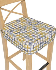 Sedák na židli IKEA Ingolf - barová barva modrá látka pletený vzor, vzorované