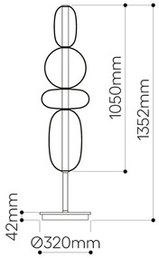 Bomma Pebbles skleněná podlahová lampa, velká Barva: Světle šedá, Konfigurace: Model 1