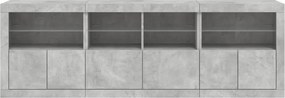 Příborník s LED osvětlením betonově šedý 202 x 37 x 67 cm 3209012