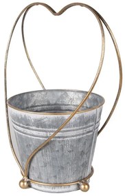 Kovový květináč s úchytkou ve tvaru zlatého srdce – 29 cm