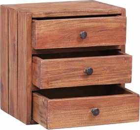 Noční stolek se 3 zásuvkami 35 x 25 x 35 cm masivní mahagon 283938