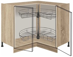 PREMIO sc | dolní skříňka PRE-16D s otočnou policí | 90x90 cm | sonoma/capuccino lesk