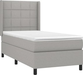 Box spring postel s matrací a LED světle šedá 90x200 cm textil 3138285