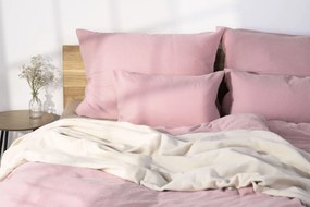 Celoroční mušelínové francouzské povlečení Soft Pink - GOTS Velikost: 220 x 200 + 2 x 70 x 90