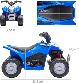 AIYAPLAY elektrická dětská čtyřkolka mini quad s LED klaksonem pro děti od 18 měsíců, kovově modrá 65,5 x 38,5 x 43,5 cm, bezpečná zábava při jízdě |…