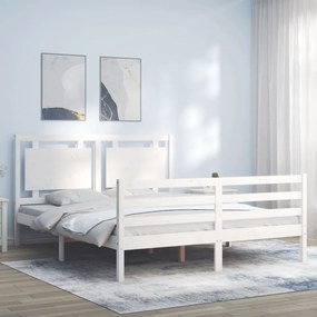 Rám postele s čelem bílý 160 x 200 cm masivní dřevo,  3194062 HangarStore.cz