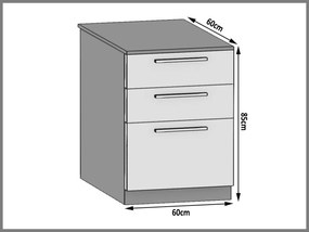 Kuchyňská skříňka Belini spodní se zásuvkami 60 cm šedý mat s pracovní deskou  TOR SDSZ60/0/WT/SR/0/B1