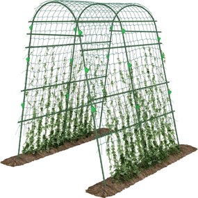 Outsunny Kovový Trellis, Nepodléhající Korozi pro Popínavé Rostliny, Trellis pro Okurky 144 x 167 x 206 cm, Zahradní Trellis pro Rajčata, Zeleninu, Kv