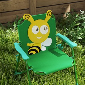 Sada zahradního nábytku pro děti, židle, stůl, slunečník, včelí design, zelená+žlutá