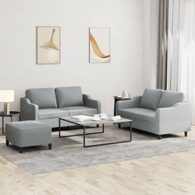3dílná sedací souprava s poduškami světle šedá textil 3201810