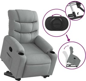 Zvedací polohovací křeslo světle šedé textil 3206645
