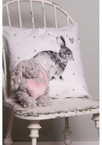 Černo-bílý povlak na polštář s motivem zajíčka Bunnies in Love – 45x45 cm