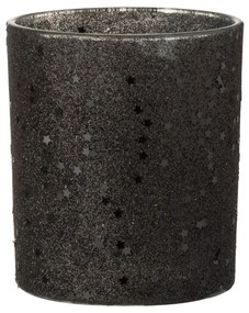 Černý skleněný svícen Baubles stars black – Ø 9*10 cm