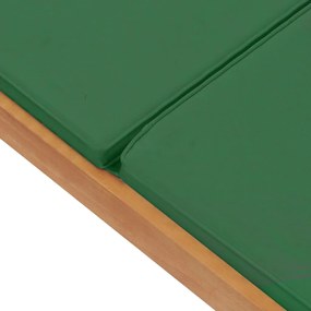 Zahradní lehátko s poduškou masivní teakové dřevo zelené - Default Title