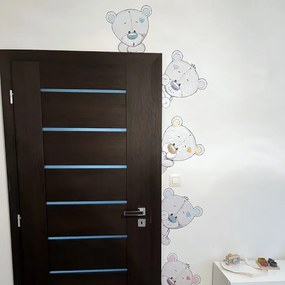 INSPIO Dětské samolepky na zeď - Šedí plyšoví medvídci kolem dveří