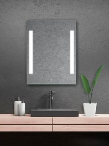 Zrcadlo na zeď chodbu do pokoje ložnice koupelny předsíně LUMINA SENZOR LED - 90 x 70 cm se dvěma LED podsvícenými pruhy a s dotykovým sensorem 901-008