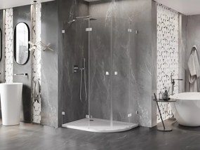 Mexen Lunar, půlkruhový sprchový kout naklápěcí doleva 80 x 70 cm, 8mm čiré sklo, chromový profil, 833-080L-070P-01-00