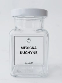 Samolepka na kořenky MEXICKÁ KUCHYNĚ průhledná 5 × 5 cm tučné písmo